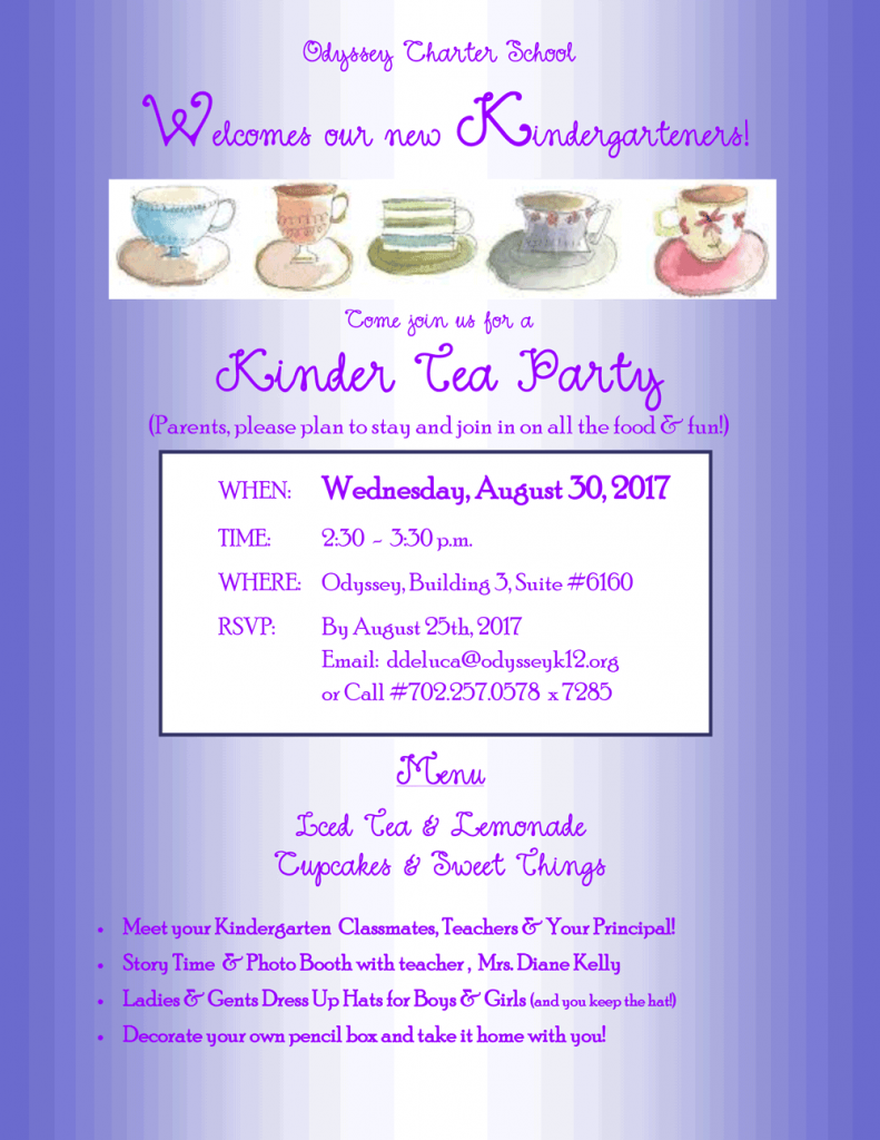 Kinder Tea Party – 2017 – Odyssey Charter Schools of Nevada