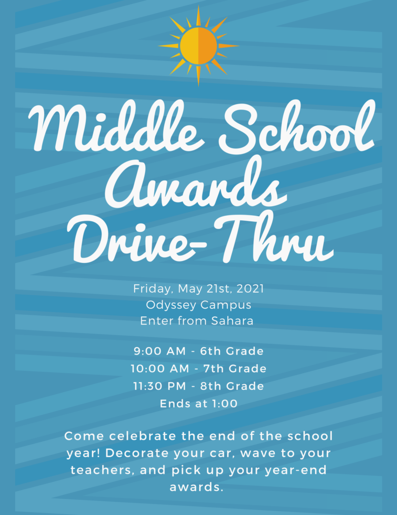 Middle School Awards Drive-Thru – Odyssey Charter Schools of Nevada