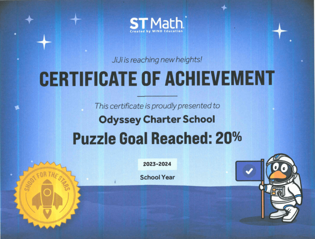 ST Math Cert of Achievement – Odyssey Charter Schools of Nevada